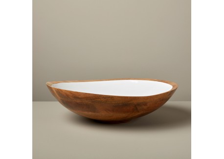 Be Home - Saladier XXL Bois de Manguier et Résine Blanche 44 x43 x12 cm - Les Secrets du Chef