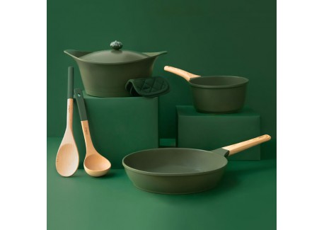 Cookut - Groen Varen Houten Pollepel + Lepel Set - Les Secrets du Chef