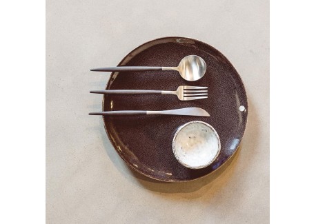 Cutipol - Goa Set Fourchettes à Dessert Inox Brossé Manche Noir 6 pcs ...