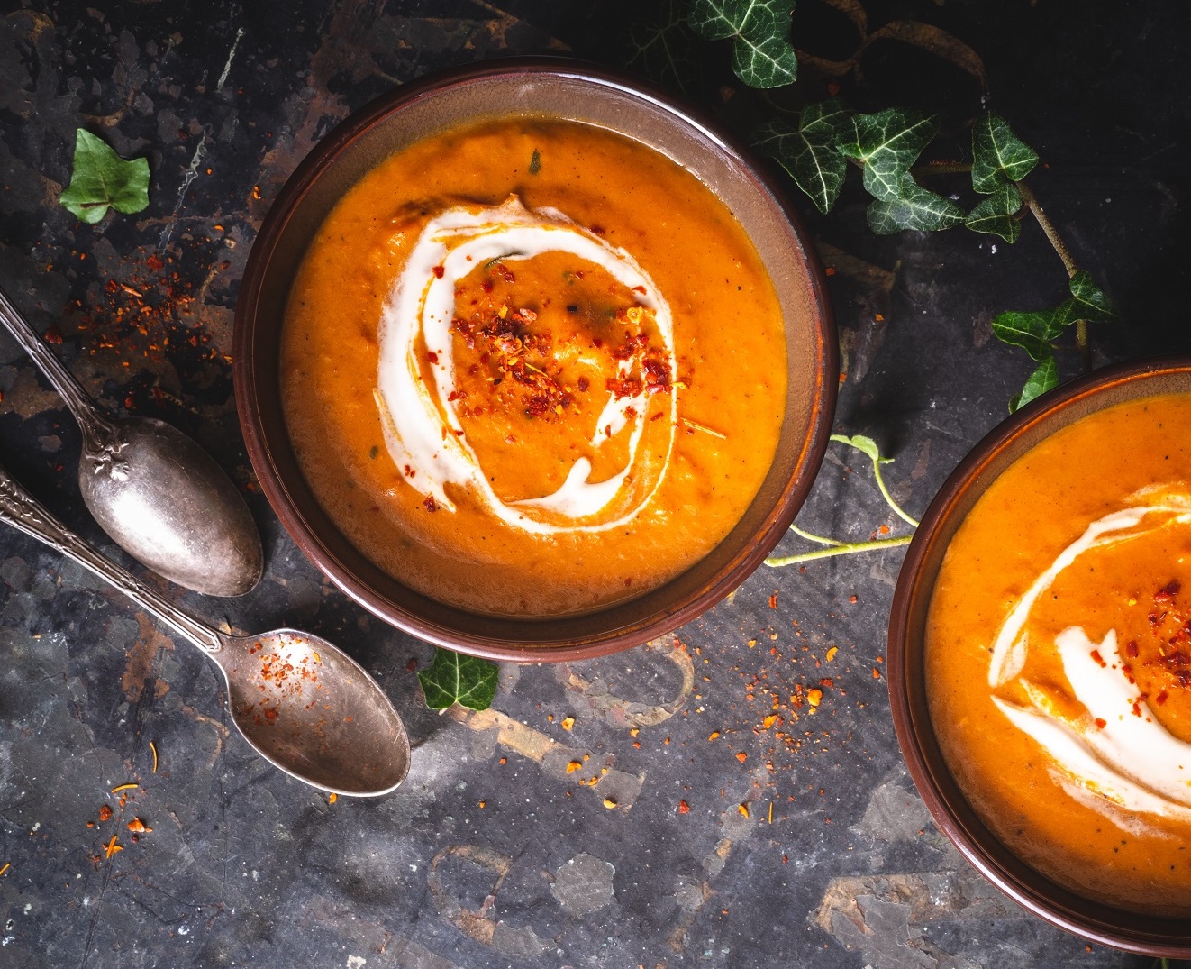 Velouté de patates douces, curry rouge et coco - Les Secrets du Chef